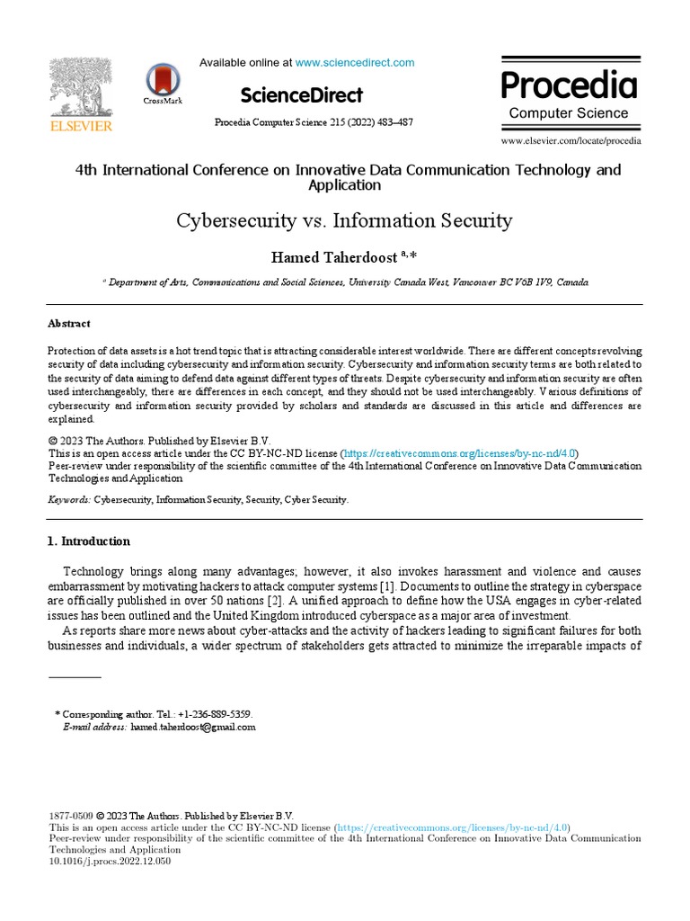 Cybersecurity vs. Information Security | PDF | Information Security | Computer Security