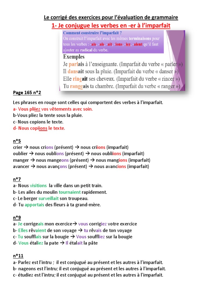 Le Corrigé Des Exercices Pour L'evaluation de Grammaire 2023 CE2 | PDF ...