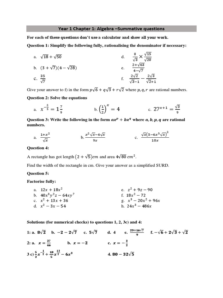 Year 1 Chapter 1 | PDF | Abstract Algebra | Mathematical Analysis