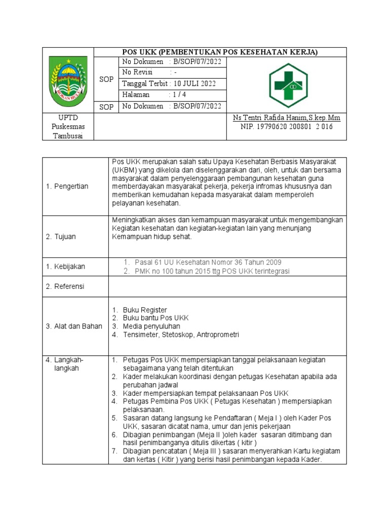 Sop Pos Ukk | PDF Sop Pos Ukk | PDF
