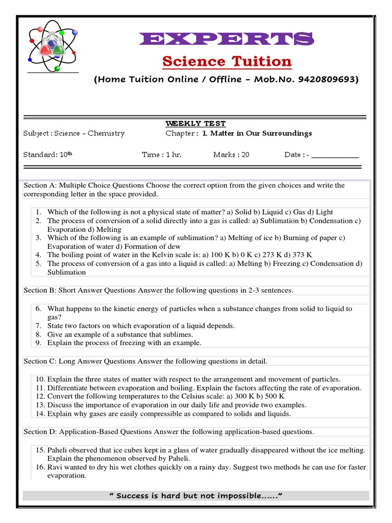 NCERT 9th Sci. - Chapter 1 - Matter in Our Surrounding | PDF | Evaporation | Liquids
