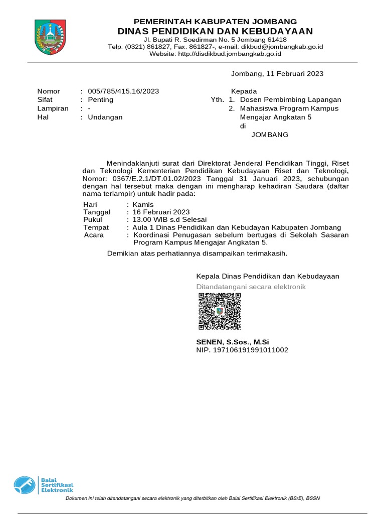 Undangan Mahasiswa Dan DPL Program KM 5 | PDF