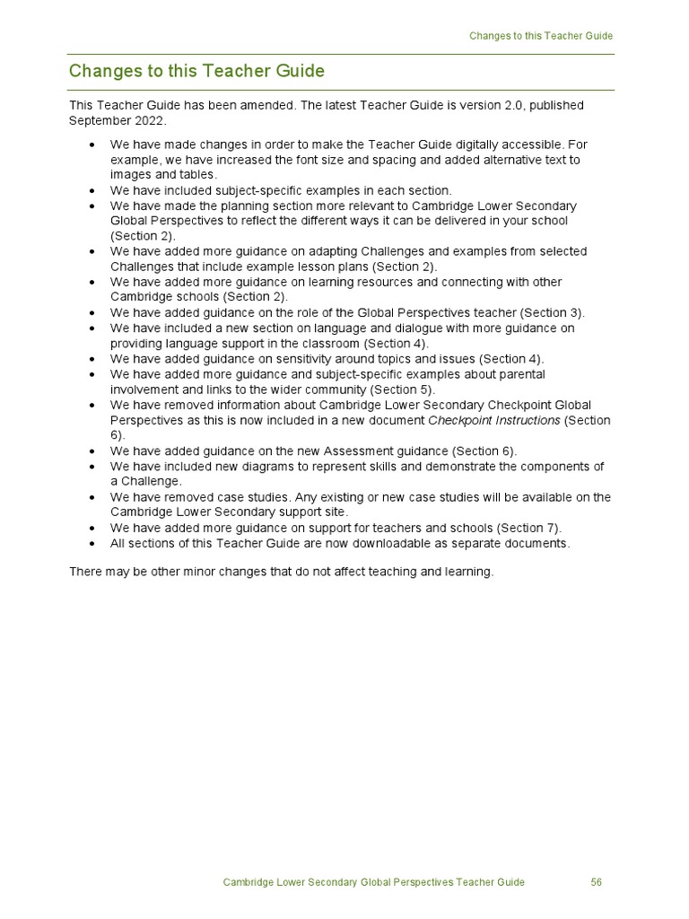 1129 Changes To Cambridge Lower Secondary Global Perspectives Teacher ...