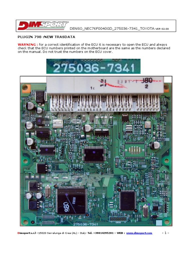 NT Denso Nec76f0040gd 275036-7341 Toyota 1033 | PDF | Electrical ...