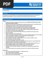 Bar Opening and Closing Checklist | PDF