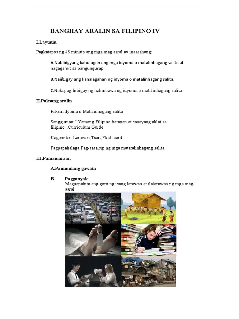 Banghay Aralin Sa Filipino IV | PDF