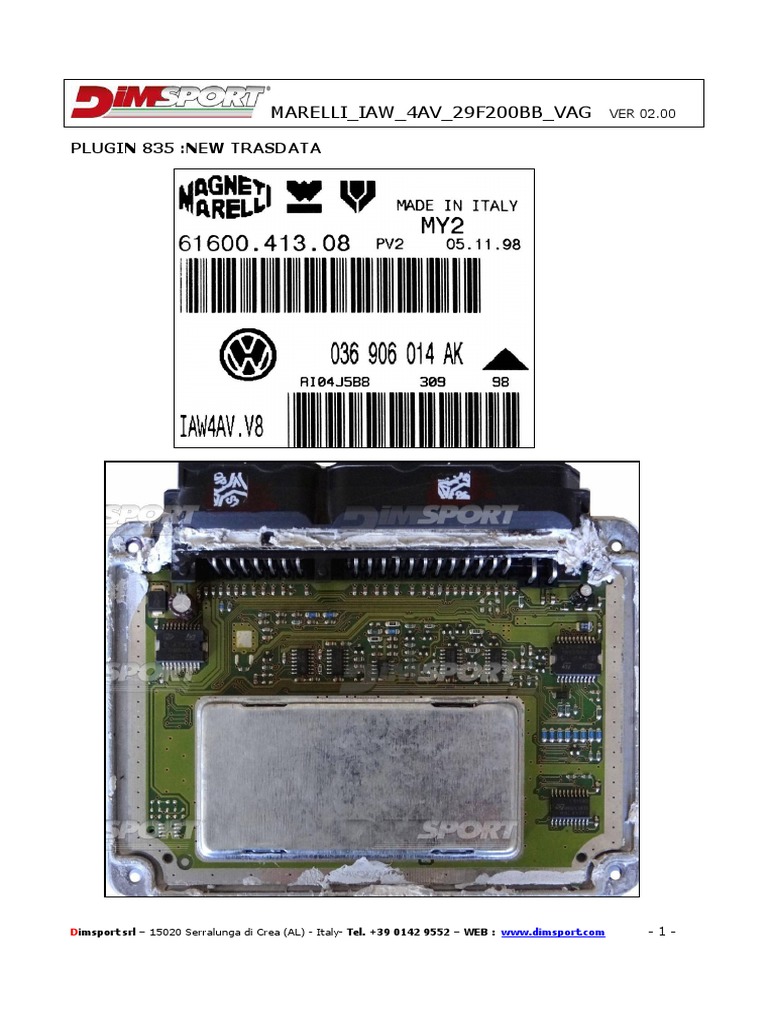 Marelli IAW 4AV 29F200BB ECU Guide | PDF | Business | Computers