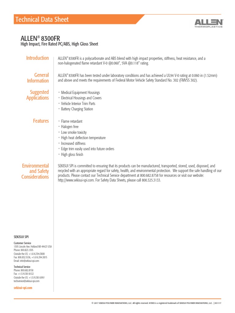 ALLEN 8300FR Technical Data Sheet | PDF | Strength Of Materials ...