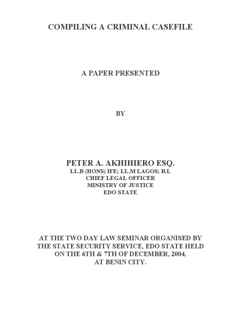 Compiling A Criminal Casefile | PDF Compiling A Criminal Casefile | PDF