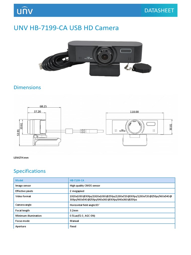 Unv Hb-7199-CA Usb HD Camera v4.0 | PDF