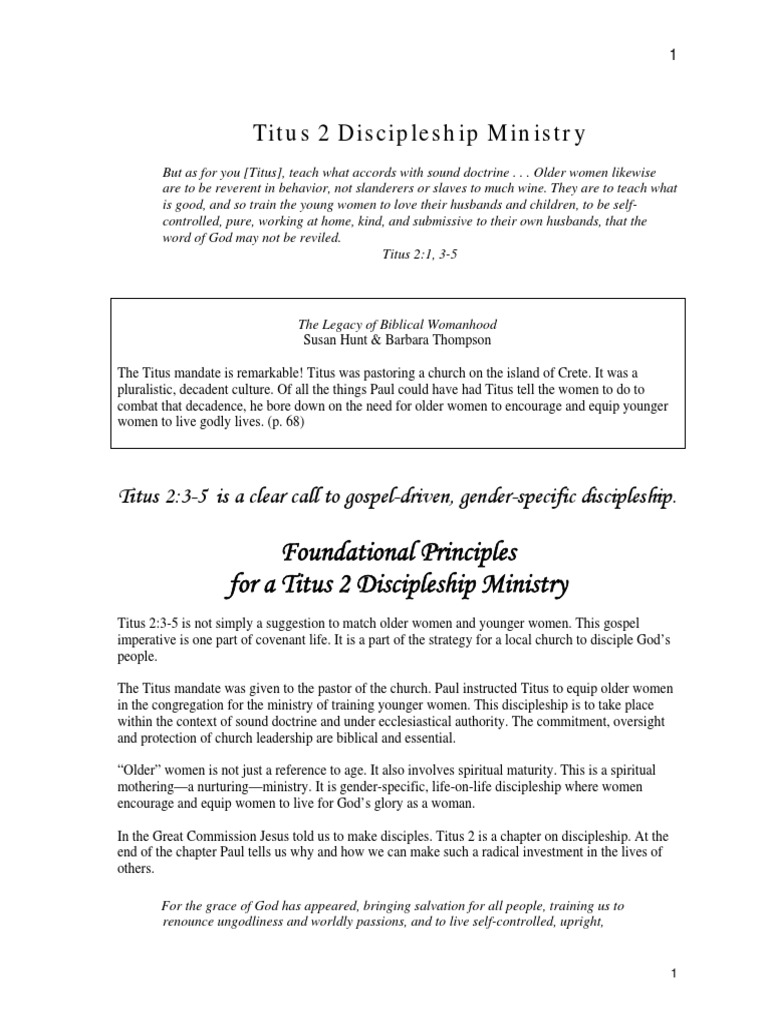 Titus Two Discipleship | PDF | Disciple (Christianity) | Jesus