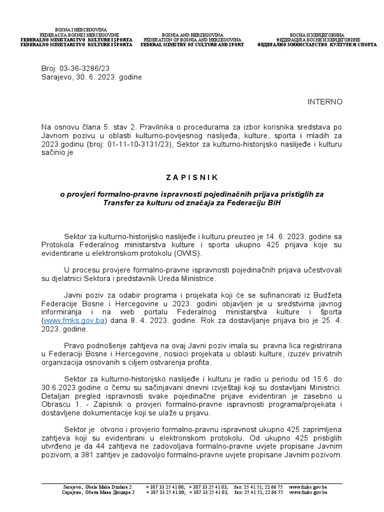 Zapisnik KULTURA OBJAVA | PDF