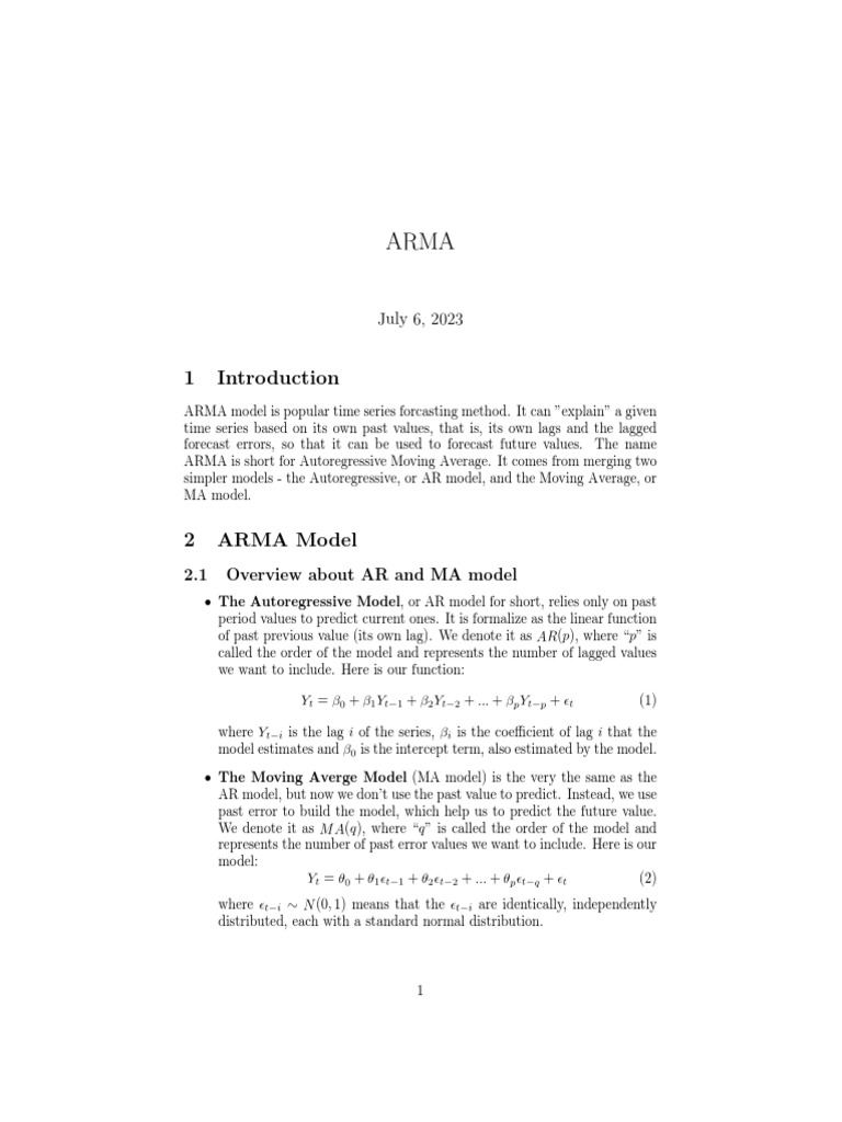 Arma 1 | PDF | Autoregressive Model | Multivariate Statistics