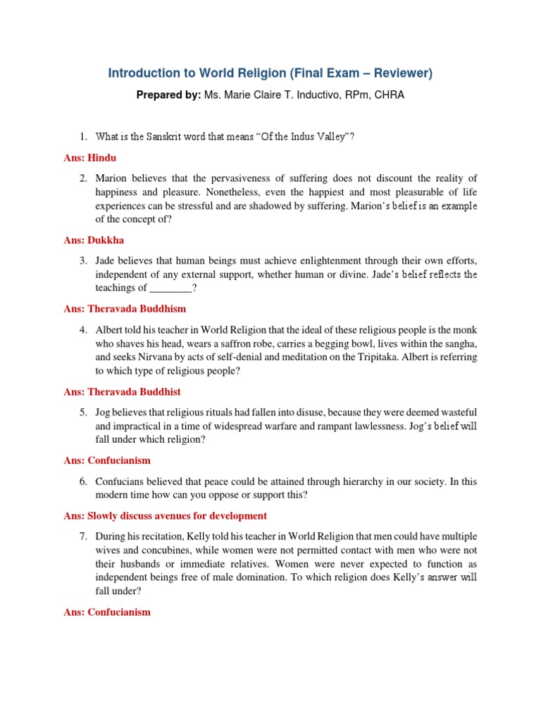 Iwr Final Exam Reviewer | PDF | Shinto | Noble Eightfold Path