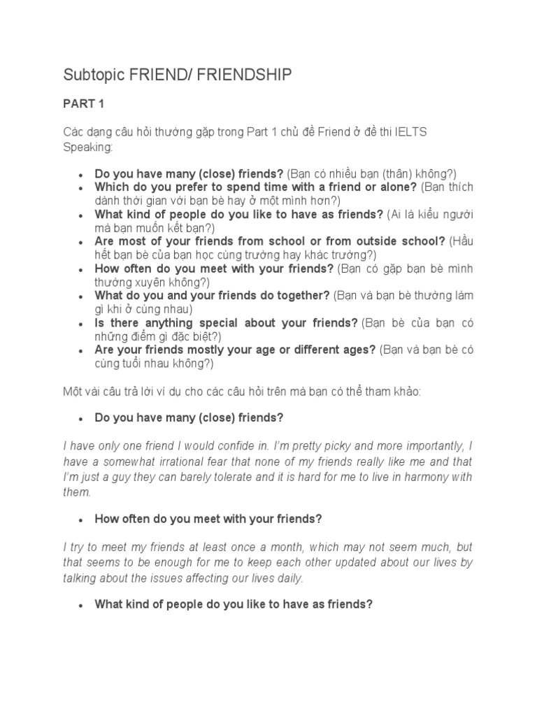 Subtopic Friend/ Friendship | PDF