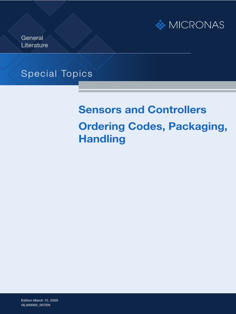 TDK Micronas Sensors and Controllers Ordering Codes, Packaging ...