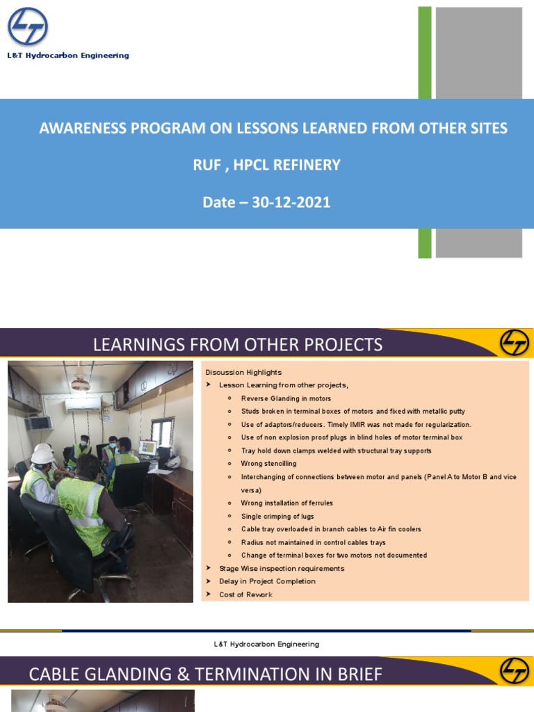 Awareness Program On Cable Glanding & Termination - LSTK2 | PDF ...