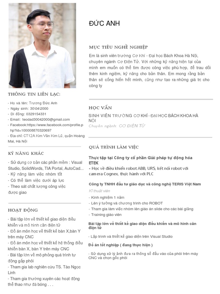 CV - Trương Đ C Anh | PDF
