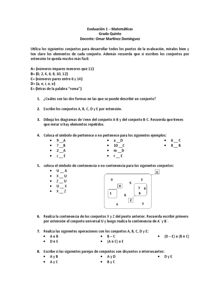 Evaluación 1 Quinto | PDF