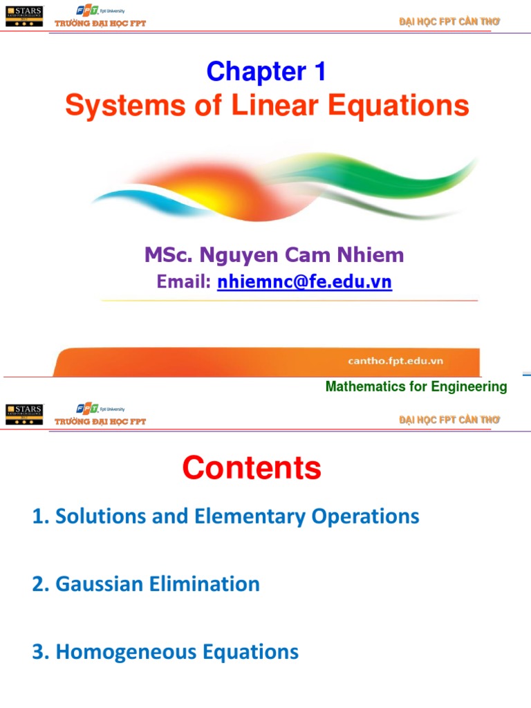 MAE101-ALG-Chapter 1 - Systems of Linear Equations | PDF