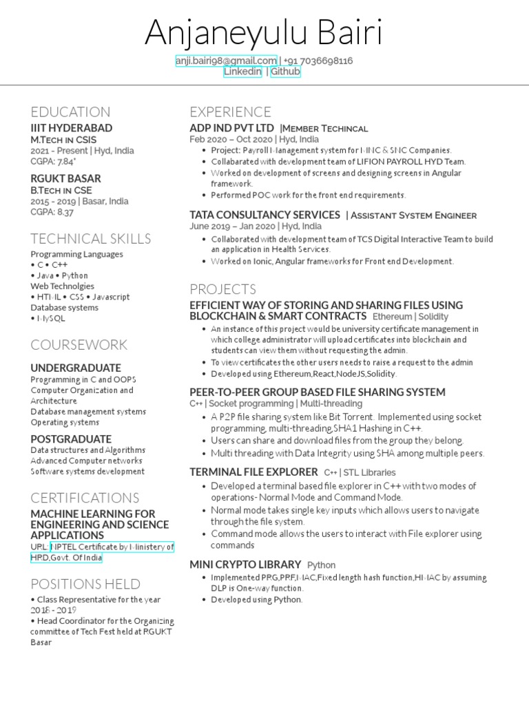 Resume Anji | PDF | Peer To Peer | Computer Programming