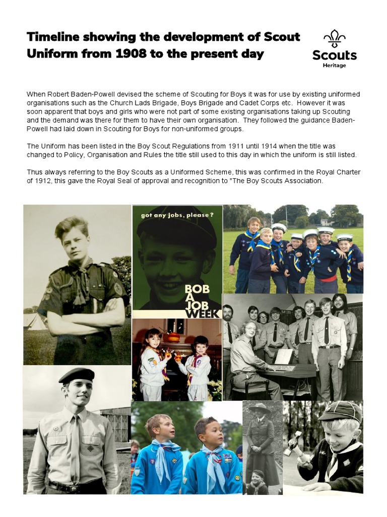 Scout Youth Sections and Adult Leader Uniform Development Time Line ...
