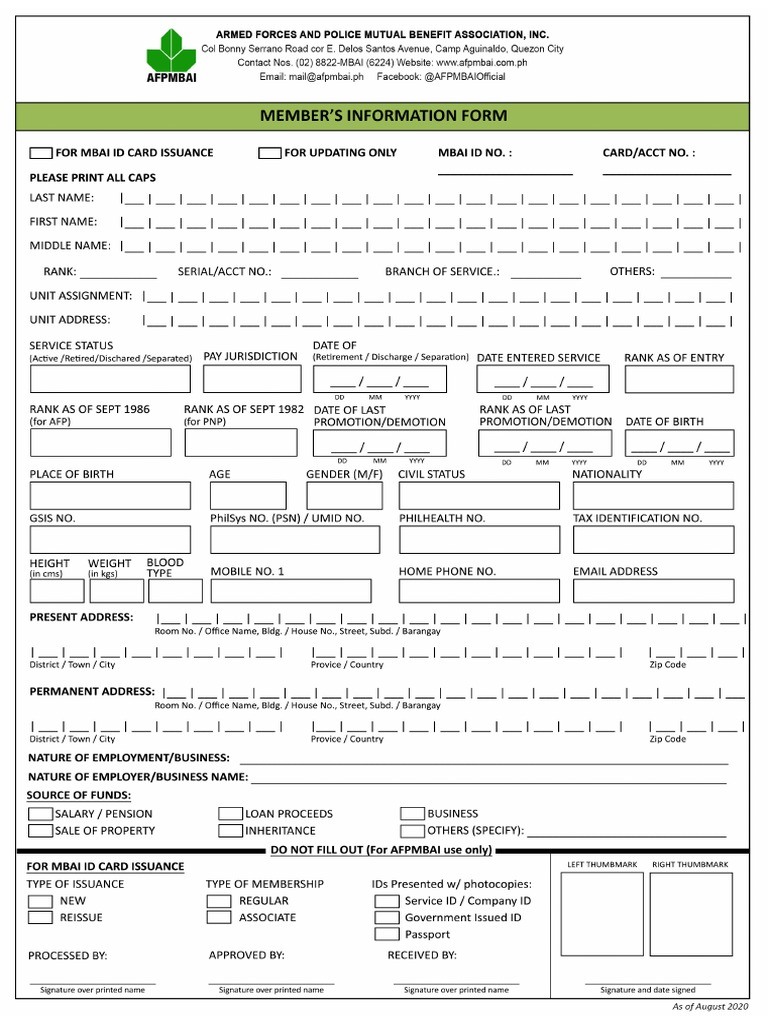 Members Information Form MIF | PDF