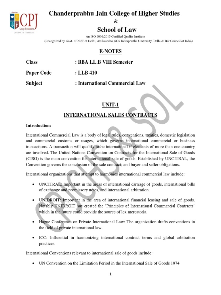 Unit 1 ICL E Notes BBALLB | PDF | Offer And Acceptance | Consideration