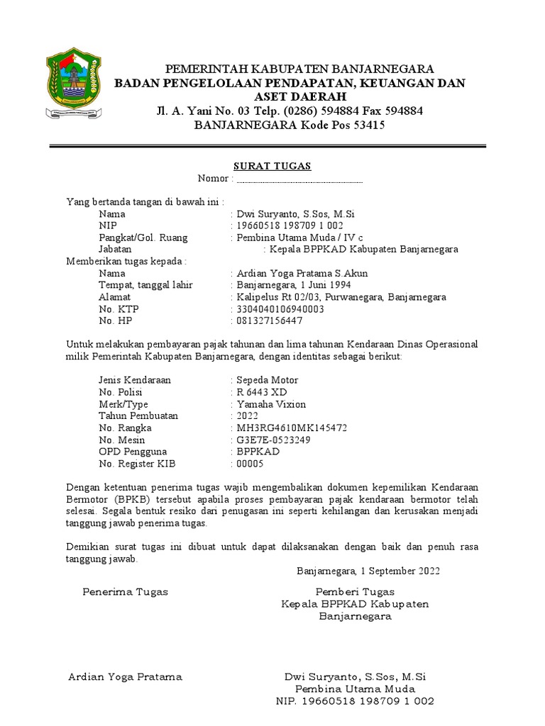 Format Surat Tugas | PDF
