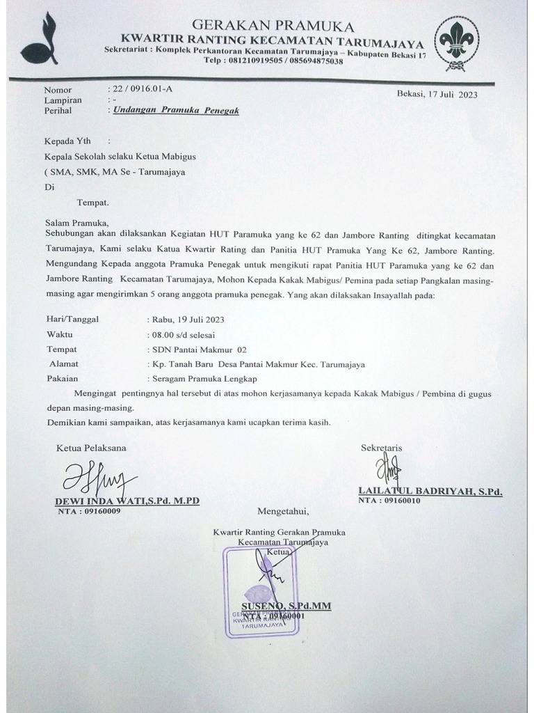 Undangan Rapat Pramuka Penegak | PDF