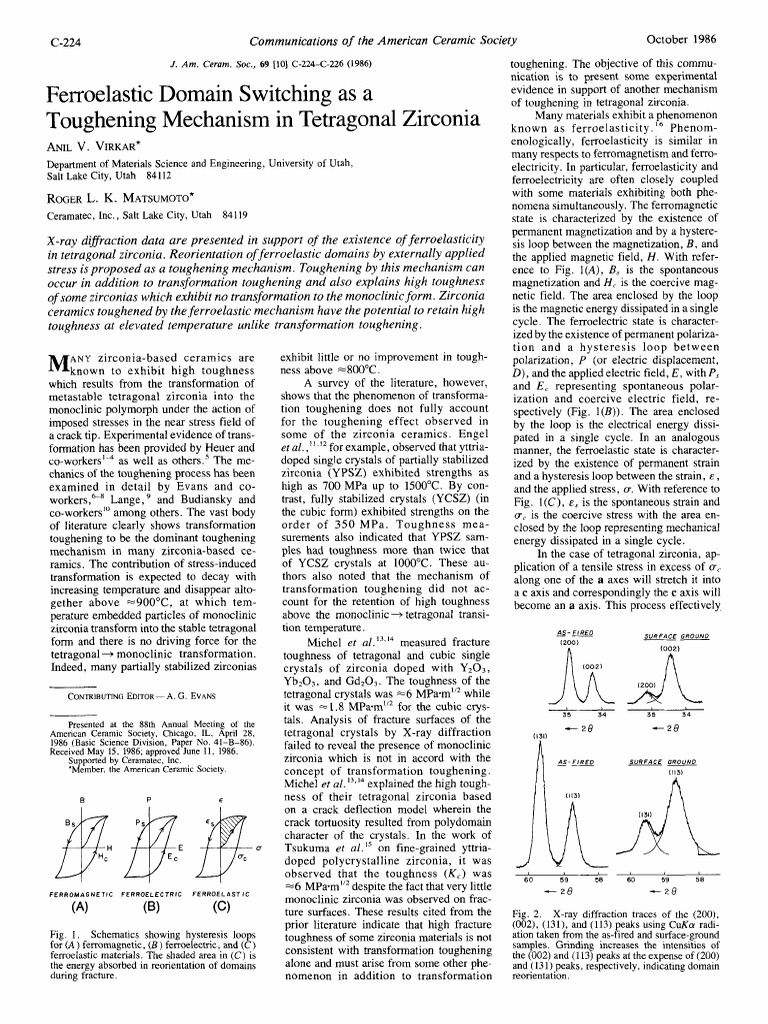 Ferroelastic Domain Switching As A Toughening Mechanism in Tetragonal ...