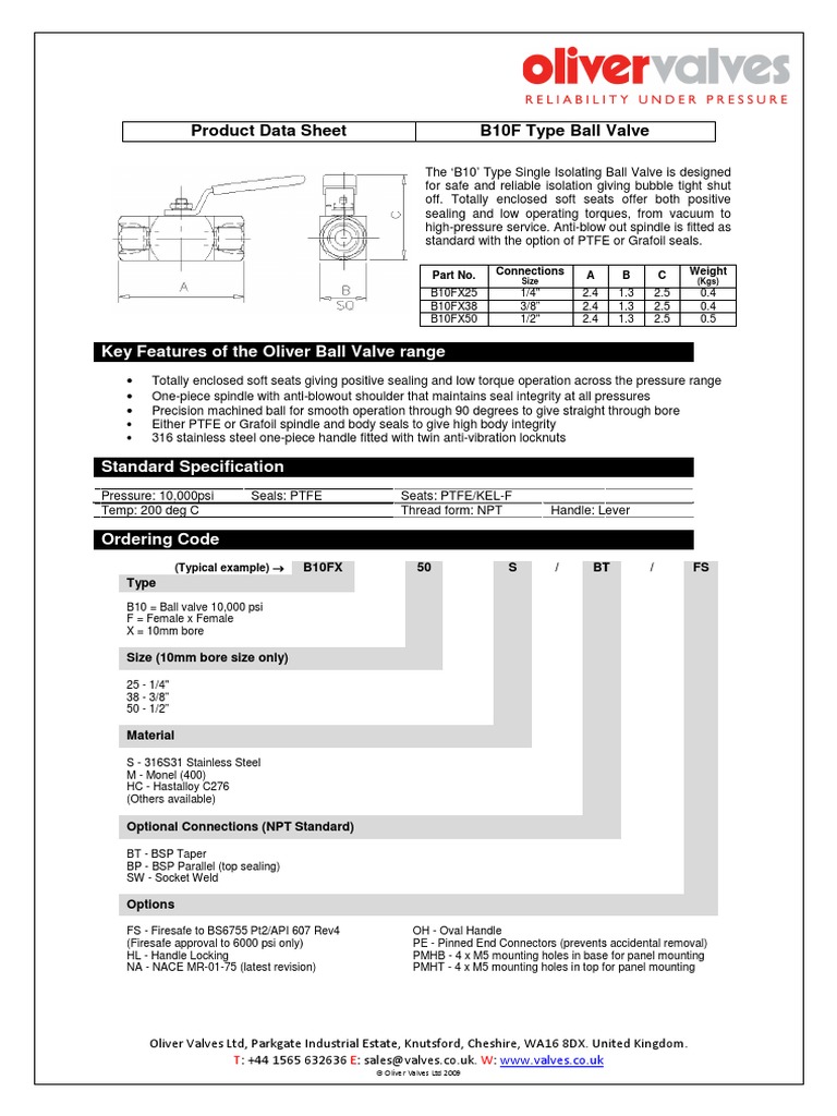 32 + 44 B10F-Ball-Valve | PDF | Valve | Mechanical Engineering