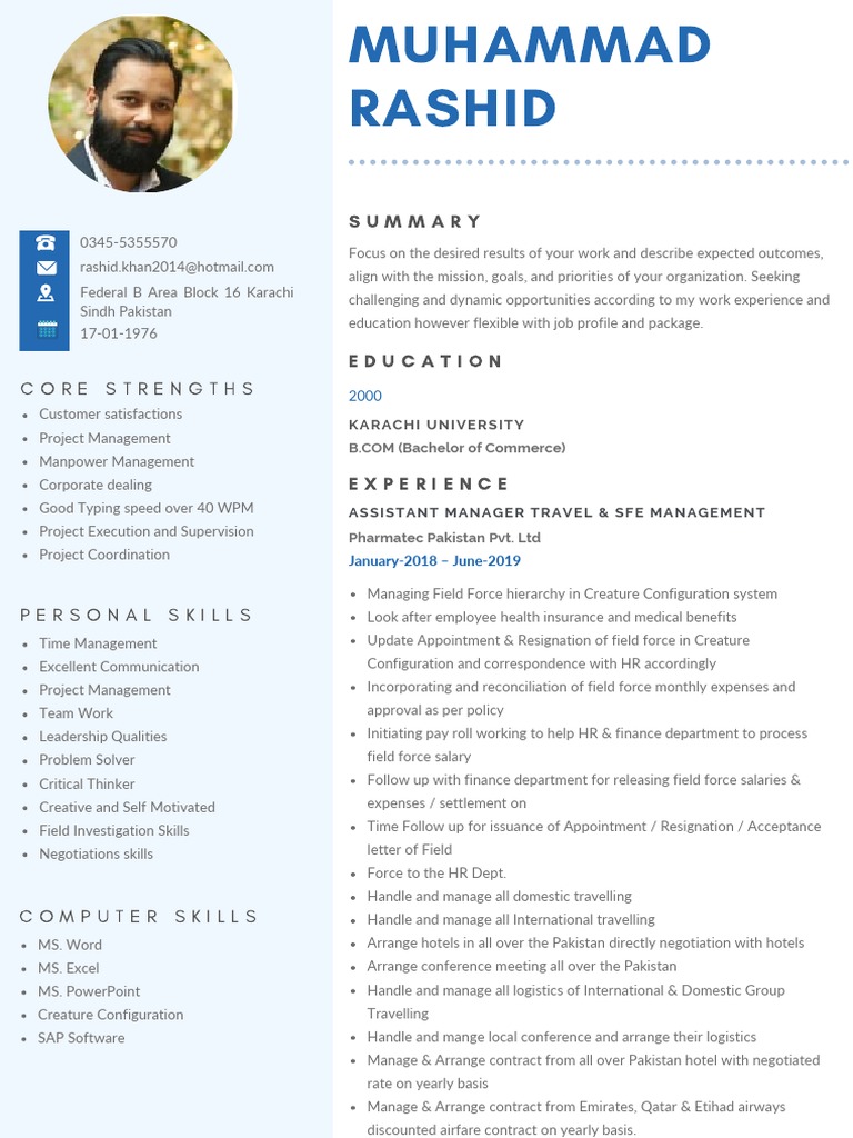 Muhammad Rashid CV - 3 | PDF | Human Resources | Salary