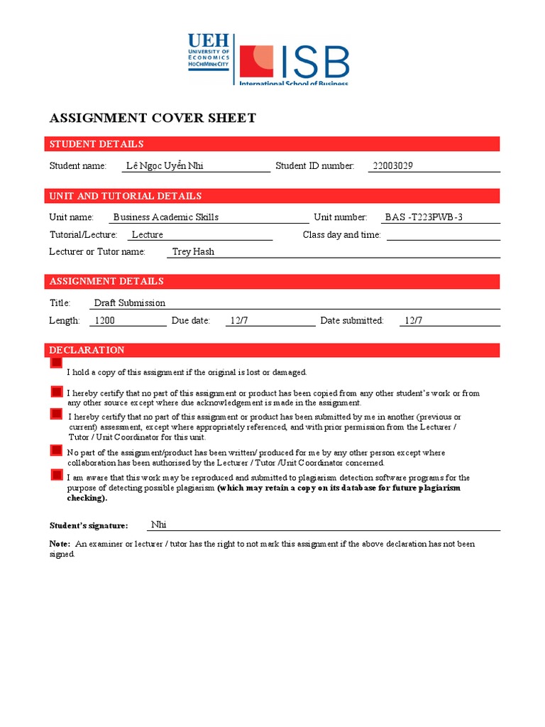 IndividualAssignmentCoverSheet ISB | PDF
