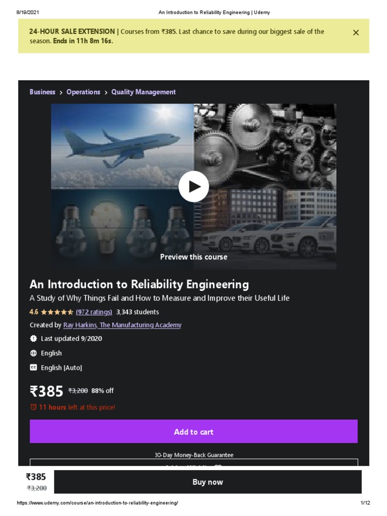 An Introduction To Reliability Engineering - Udemy | PDF | Reliability ...