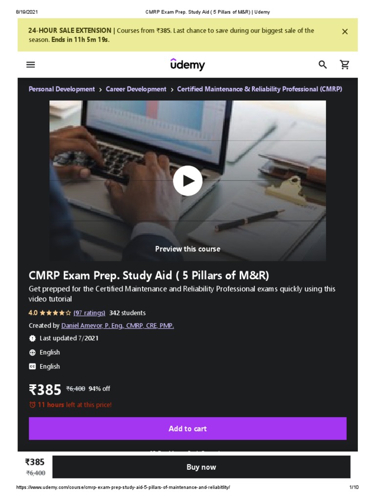 CMRP Exam Prep. Study Aid (5 Pillars of M&R) - Udemy | PDF ...