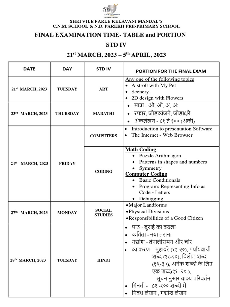STD IV SECOND TERM EXAM PORTION | PDF | Linguistics