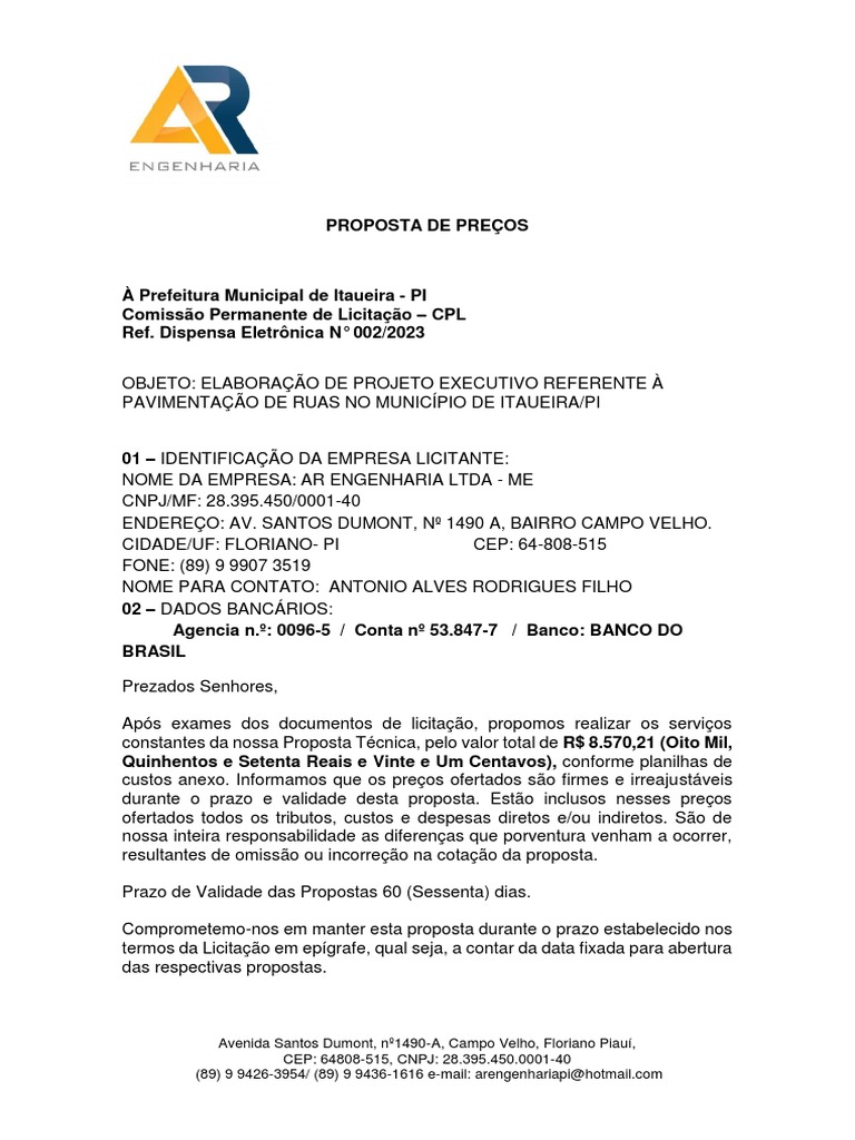 Modelo de Proposta | PDF | Economias | Business