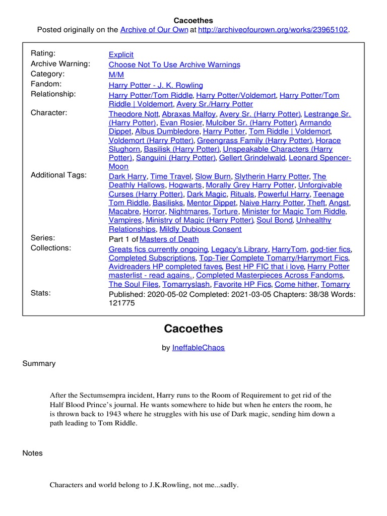 Cacoethes | PDF | Harry Potter