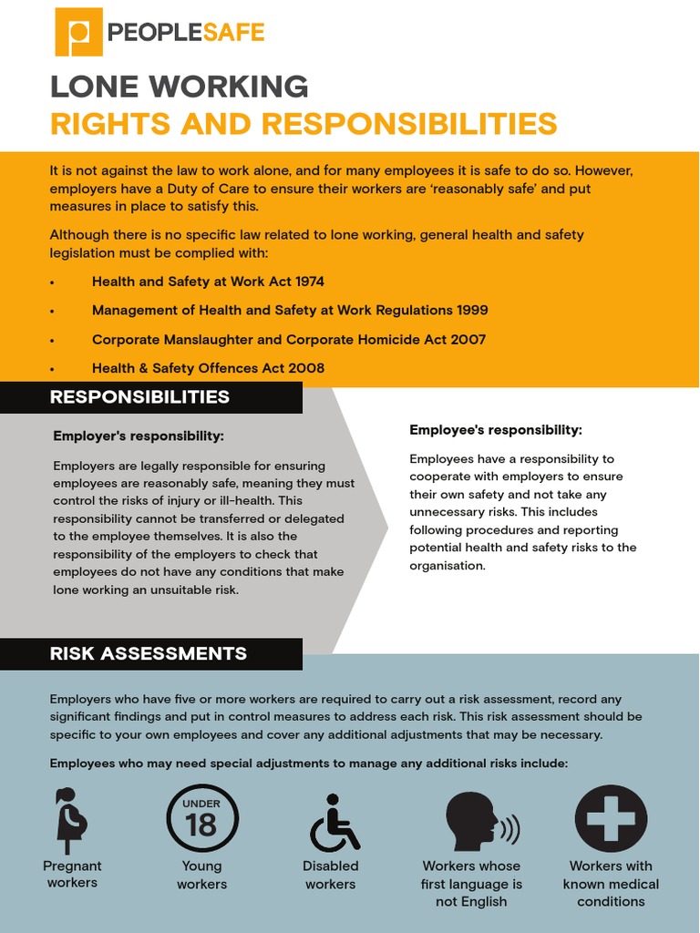 Fact Sheet Lone Working Rights and Responsibilities | PDF ...