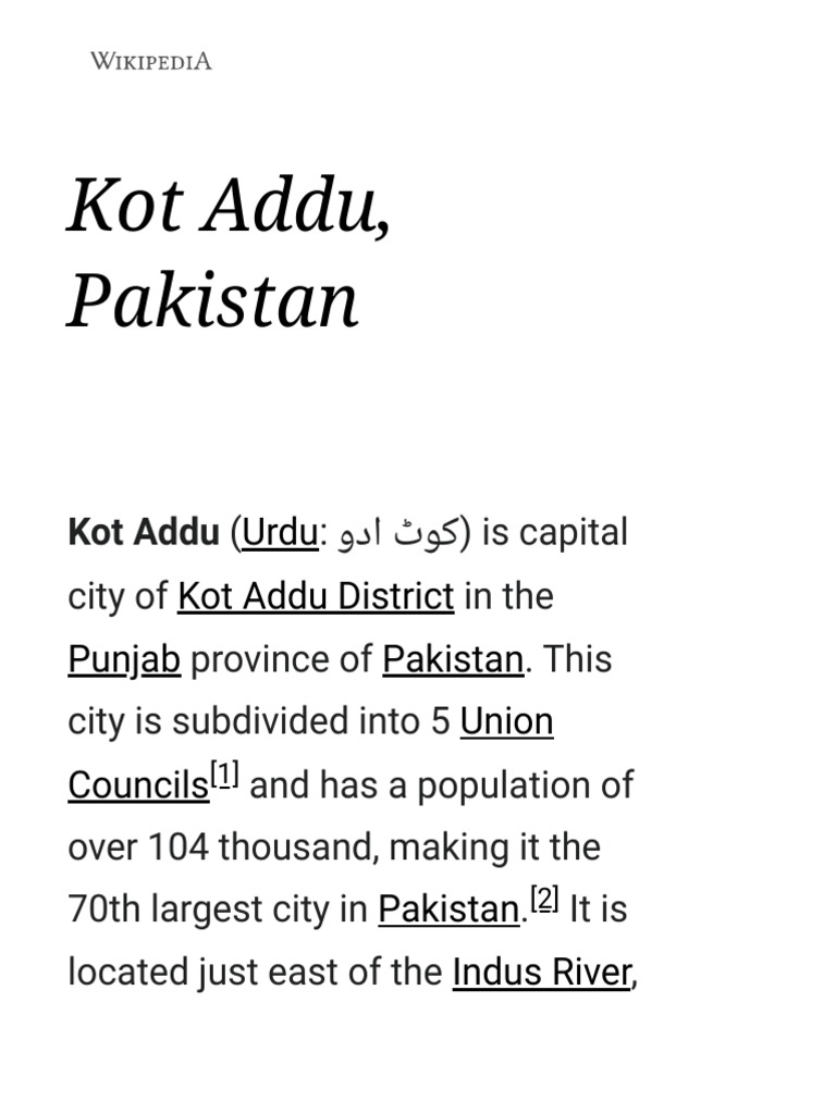 Kot Addu, Pakistan - Wikipedia | PDF