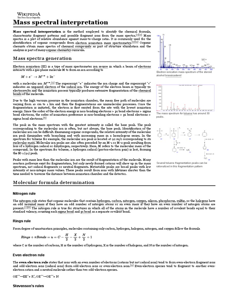 Mass Spectral Interpretation Overview | PDF | Mass Spectrometry | Chemistry