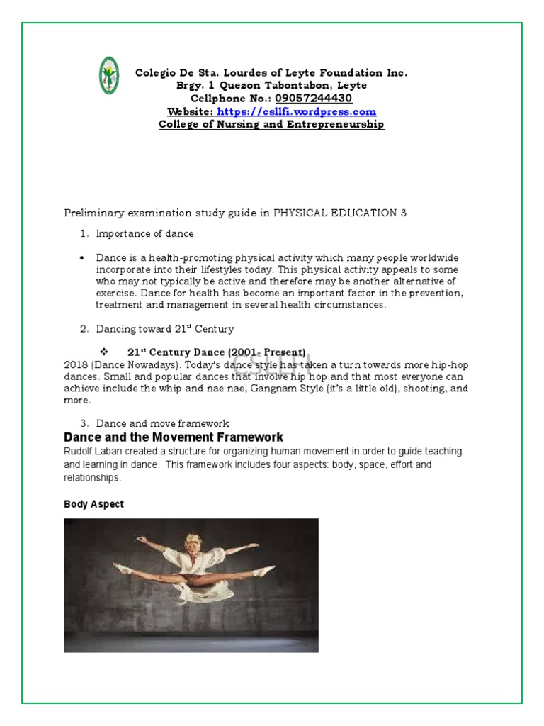 Prelim Examination Study Guide in Physical Education 3 | PDF | Dances ...