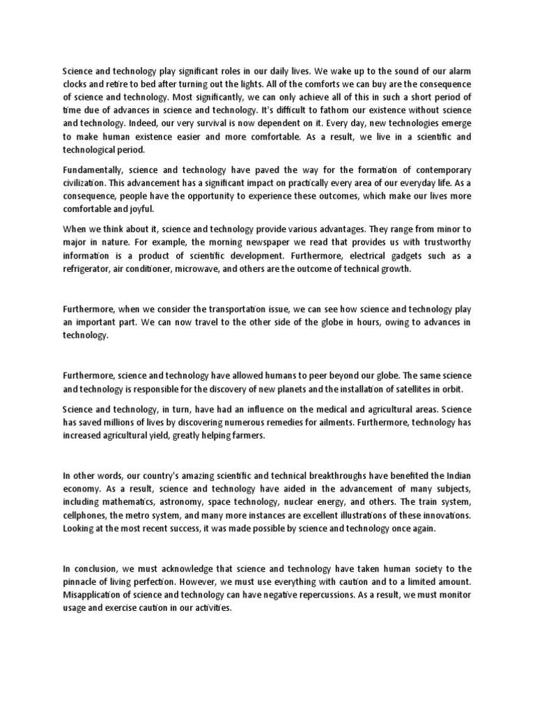Impact of Science and Technology on Life | PDF | Science | Physical ...