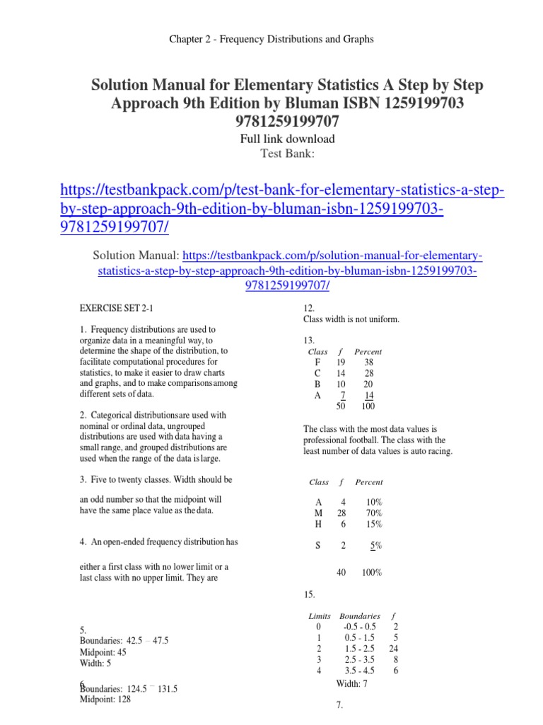 Elementary Statistics A Step by Step Approach 9th Edition by Bluman ... Elementary Statistics A Step by Step Approach 9th Edition by Bluman ...