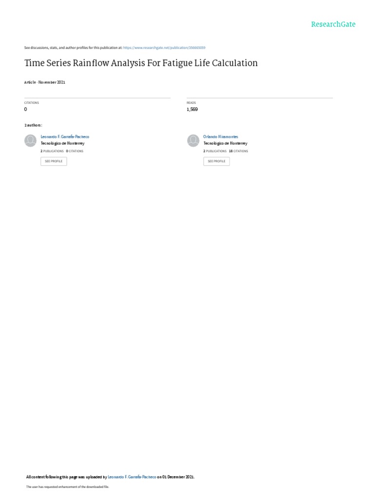 Time Series Rainflow Analysis For Fatigue Life Calculation | PDF | Fatigue (Material) | Bending