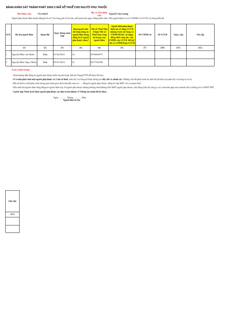 Form khảo sát NPT | PDF