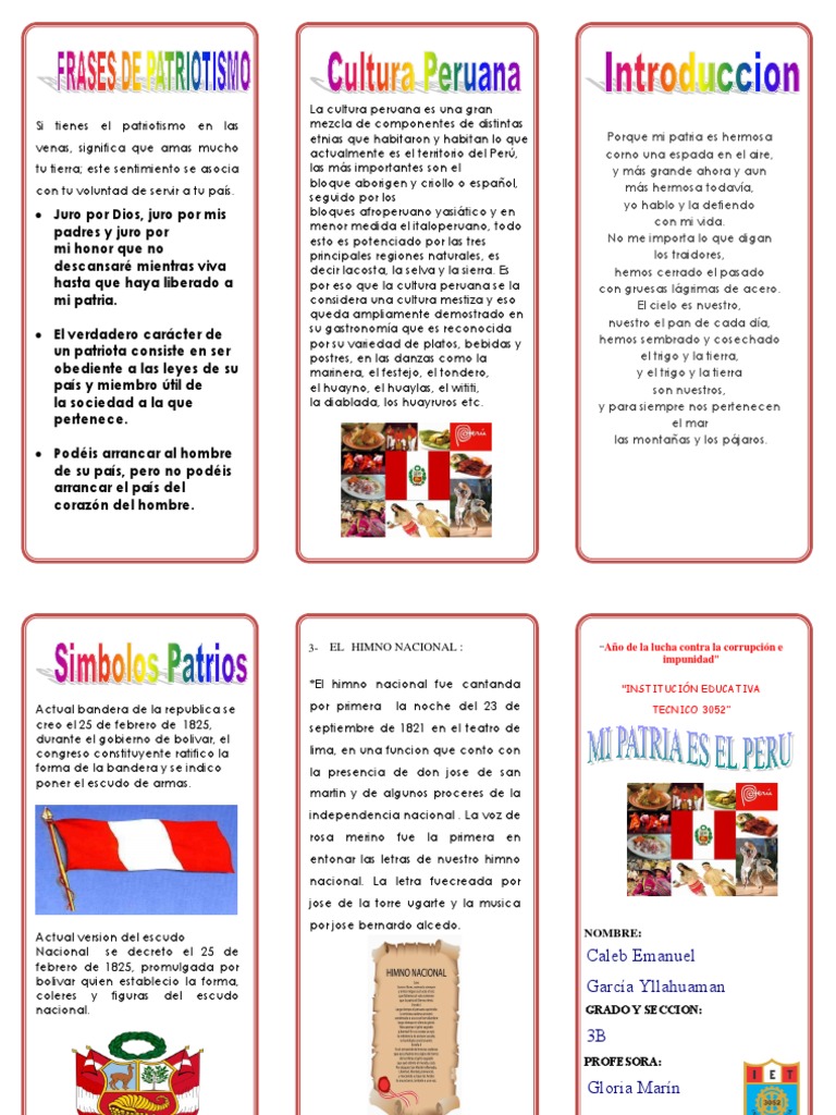 Triptico de Mi Peru | PDF | Perú | America latina