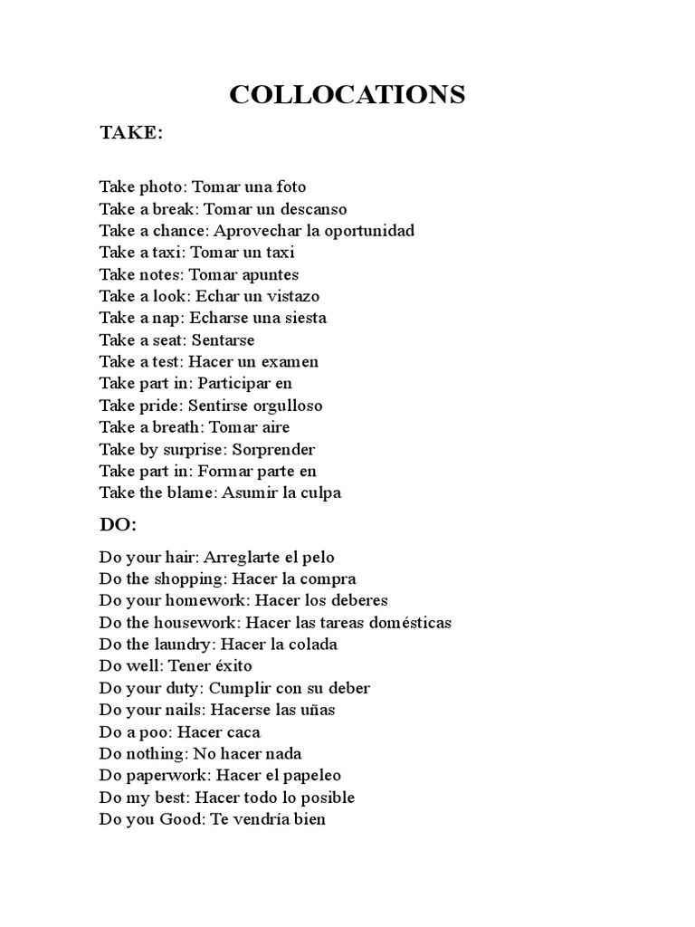 Collocations & Word Formation | PDF