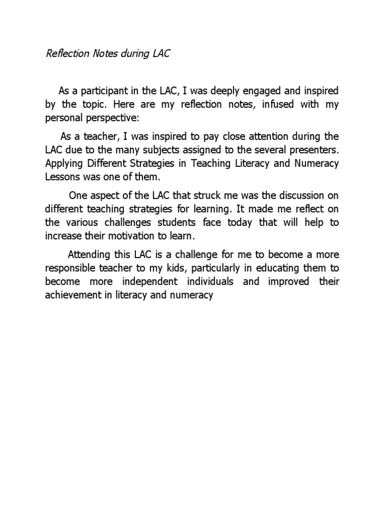 LAC Reflection: Teaching Strategies | PDF | Career & Growth
